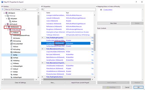 property mapping for ifc export