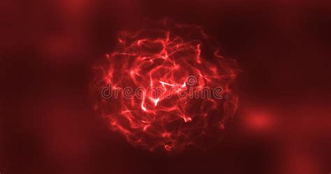 Abstract Red Energy Round Sphere Glowing With Particle Waves Hi Tech Digital Stock Illustration