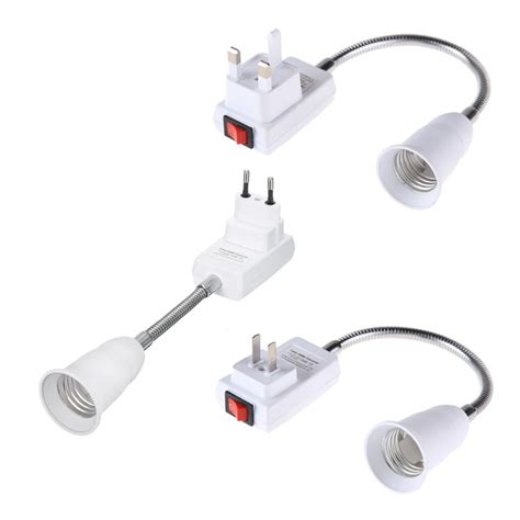 E27 Light Bulb Socket Adaptor Flexible Extension LED Lamp Base Switch Holder UK US EU Plug In