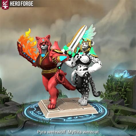 Pyra Werewolf And Mythra Wereleopard Hero Forge By Sirwoomy On Deviantart