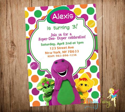 Barney Party Invitation Barney And Friends Invitation Barney