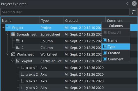 Project Explorer Labplot Manual 2 12 Documentation