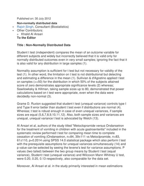 Pdf Non Normally Distributed Data