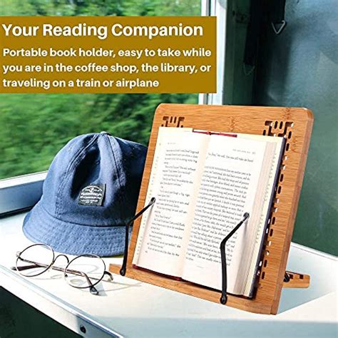 Sunficon Bamboo Book Stand Holder Large Cookbook Stand Holder Home Office Reading Rest Textbook