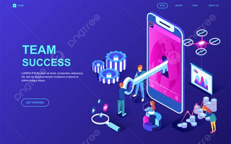 Modern Flat Design Isometric Concept Of Team Success Decorated People Character For Website And