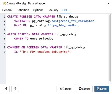 Foreign Data Wrapper Dialog — Pgadmin 4 5 5 Documentation