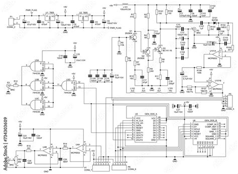 Schematic Diagram Of Electronic Device Vector Drawing Electrical