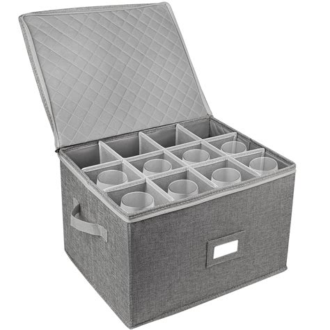 Lotfancy Stackable Stemware Storage Container With Dividers Grey