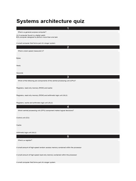 Systems Architecture Quiz Pdf