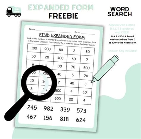 Expanded Form Word Search Freebie By The Dump Tpt