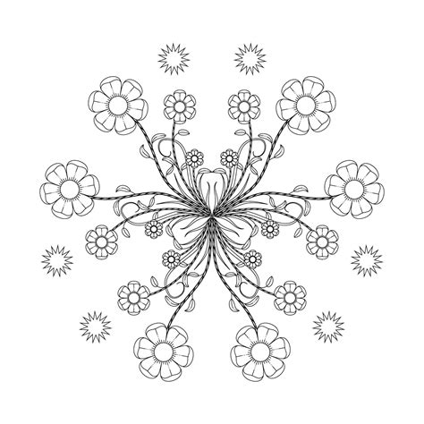 꽃 색칠하기 책 페이지 인테리어입니다 성인 색칠 공부 페이지입니다 흑백 색칠 페이지입니다 프리미엄 벡터