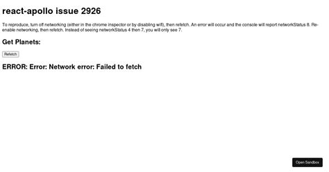 React Apollo Issue 2926 Codesandbox