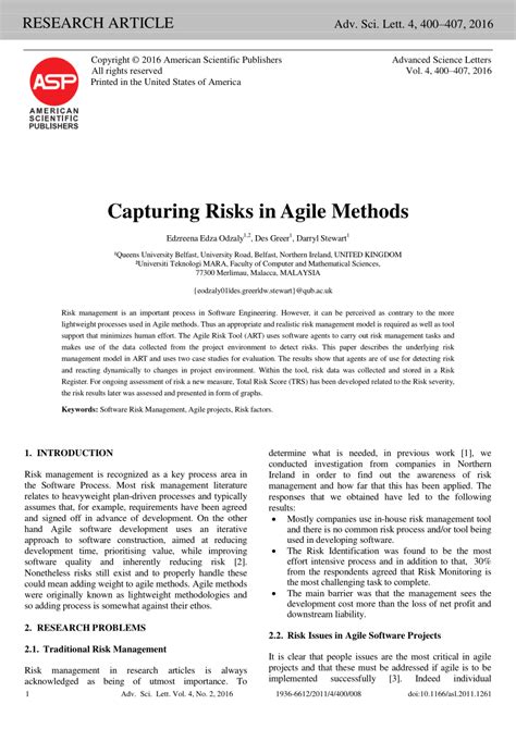 pdf capturing risks in agile methods