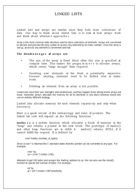 Unit I Linked Lists This Had Balamurgan Notes Linked Lists Linked