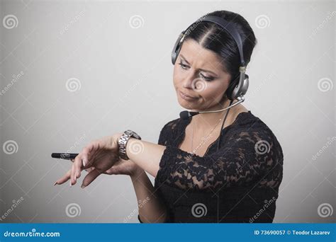 Young Customer Service Agent Bored With Conversation Stock Image