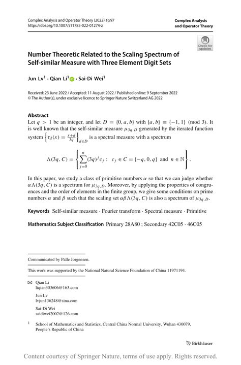 Number Theoretic Related To The Scaling Spectrum Of Self Similar