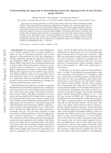 Pdf Understanding The Approach To Thermalization From The Eigenspectrum Of Non Abelian Gauge