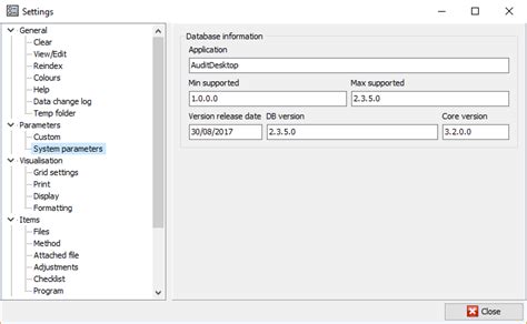 System Parameters Auditdesktop Help