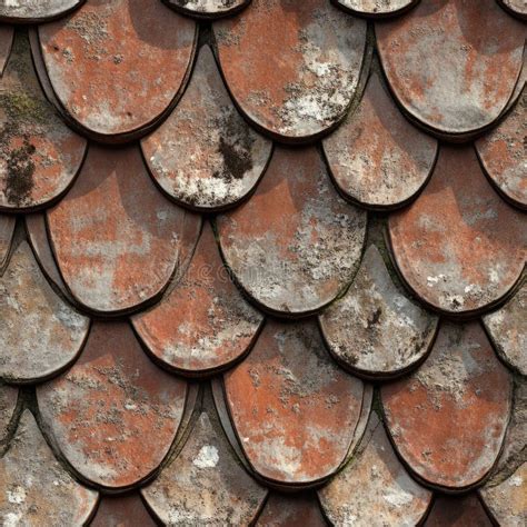 Photo Of A Seamless Roof Tile Texture With Overlapping Curved Tiles
