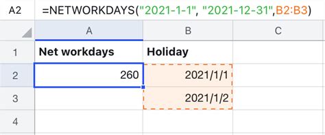 Networkdays Function For Sheets