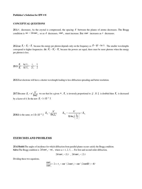 Electron Diffraction Problem Pdf Diffraction Wavelength