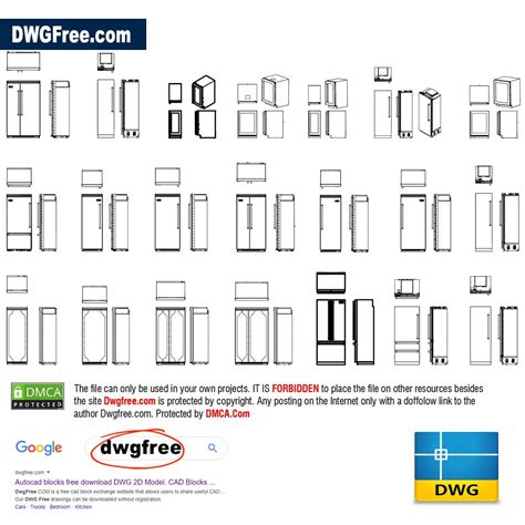 Autocad File Freezer Refrigerator 2d In Dwg Format Save