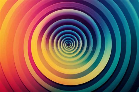 Vibrant Circles Of Color Create A Mesmerizing Retro Spiral Illusion Generative Ai Stock