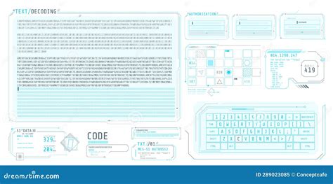 Hud Interface Elements For Decoding Data Screen Stock Illustration Illustration Of Privacy