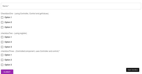 Reset Checkbox Group Codesandbox