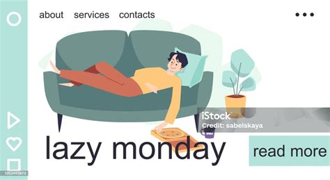 아무것도하지 않는 피자를 먹는 소파에 누워 게으른 남자 십대에 대한 스톡 벡터 아트 및 기타 이미지 십대 지루함 가정 생활 Istock