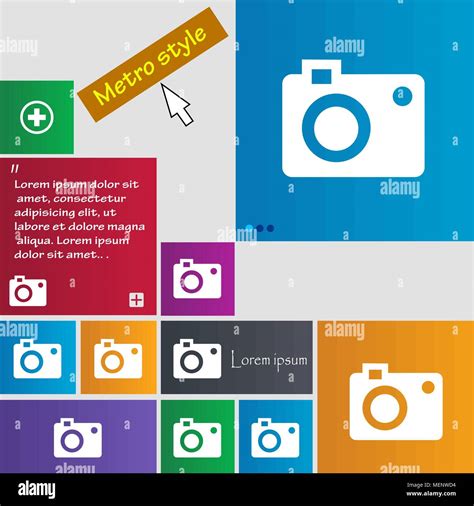camera icon sign buttons modern interface website buttons with cursor