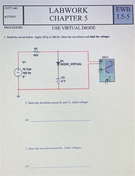 Solved 1 Build The Circuit Below Apply 10Vp At 100 Hz Chegg Com