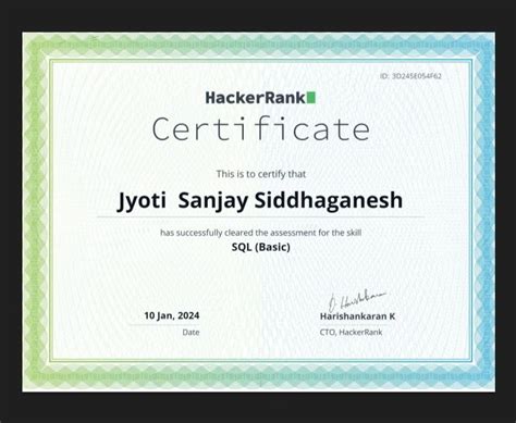 jyoti siddhaganesh on linkedin hackerrank sql