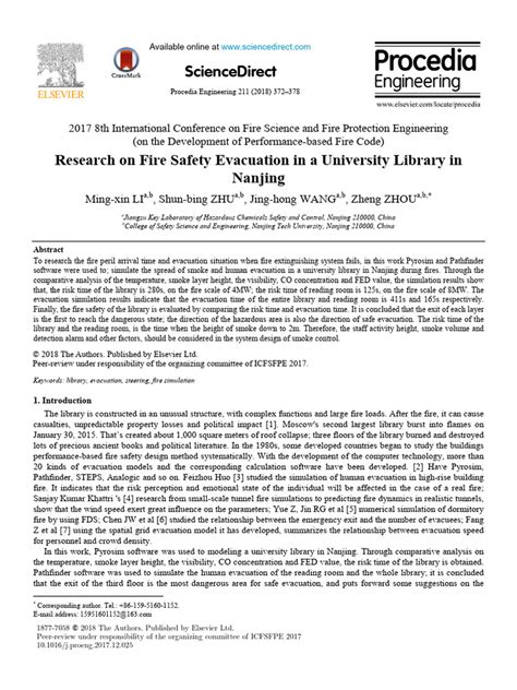 Research On Fire Safety Evacuation In A University Pdf Smoke Simulation