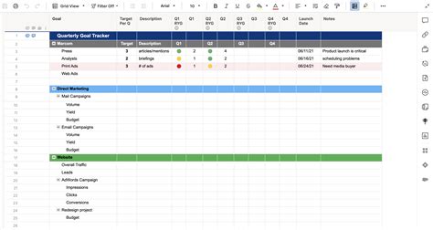 Marketing Quarterly Goals Template Smartsheet