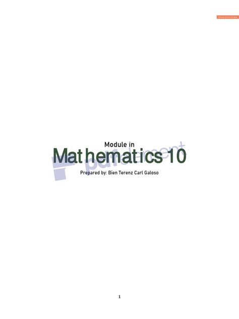 Module In Mathematics 10 Pdf Function Mathematics Polynomial