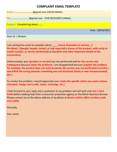 Complaint Email Template Write Effective Complaints