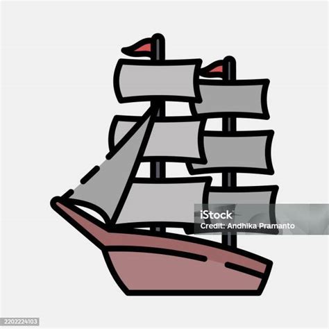 아이콘 범선입니다 전통적인 문신 요소 채워진 선 스타일의 아이콘입니다 골동품에 대한 스톡 벡터 아트 및 기타 이미지 골동품 교통수단 돛 Istock