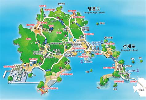 옹진군 4개섬 지도 일러스트 포트폴리오 크몽