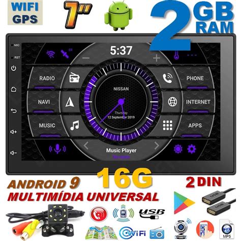 Kit Central Multimídia Android 2gb Ram 2 Din Wifi Gps Câmera Ré