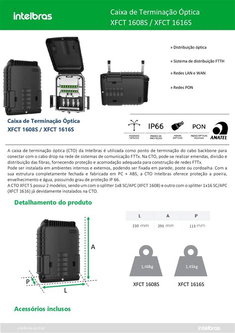 Caixa óptica CTO C SPLITTER XFCT 1608S Intelbras