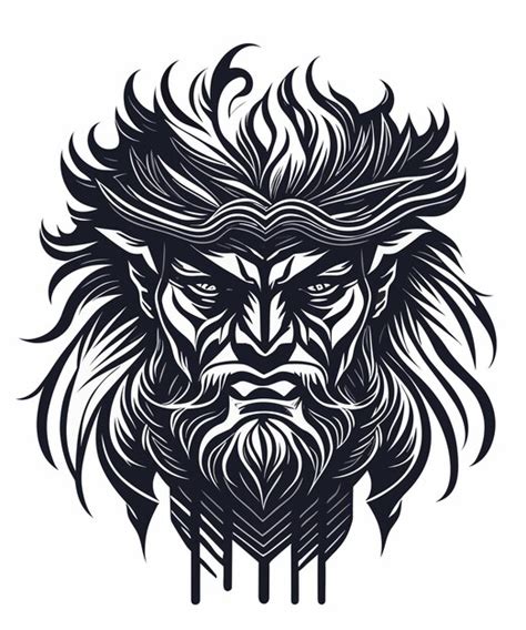 Premium Vector A Vintage Vector Of Monochrome Handdrawn Tattoostyle An Old Man Illustration