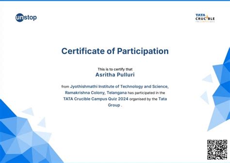 asritha pulluri on linkedin quiz tatacruciblecampusquiz unstop