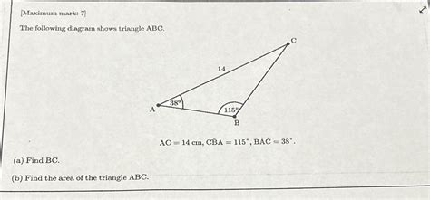 Solved [maximum Mark 7]the Following Diagram Shows Triangle