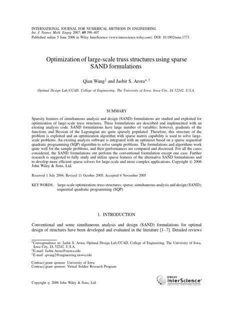 q wang j s arora optimization of large scale truss structures using
