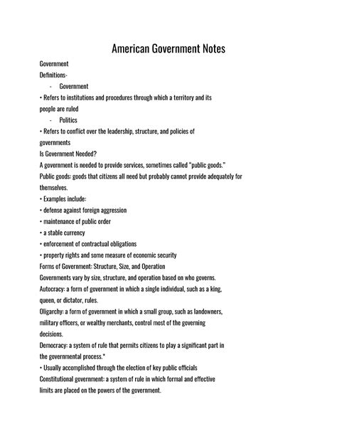 American Government Notes American Political Culture Lecture Notes