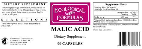 Malic Acid 600mg Provisions For Health And Healing