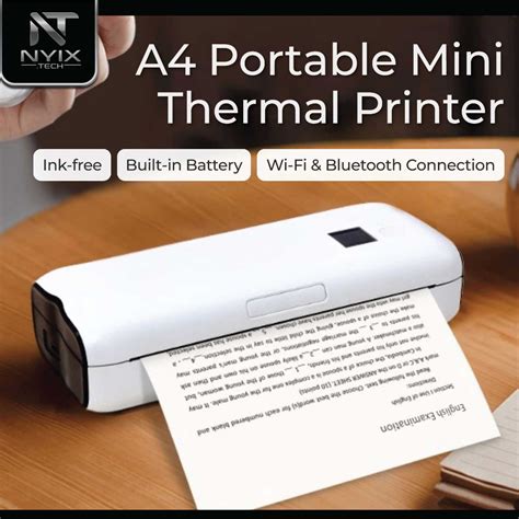 Inkless Color A4 Mini Printer Wireless Portable App Bluetooth Wifi