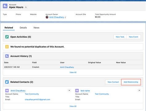 Salesforce Account Contact Relationship Apex Hours