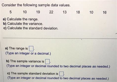 Solved Consider The Following Sample Data Values Be